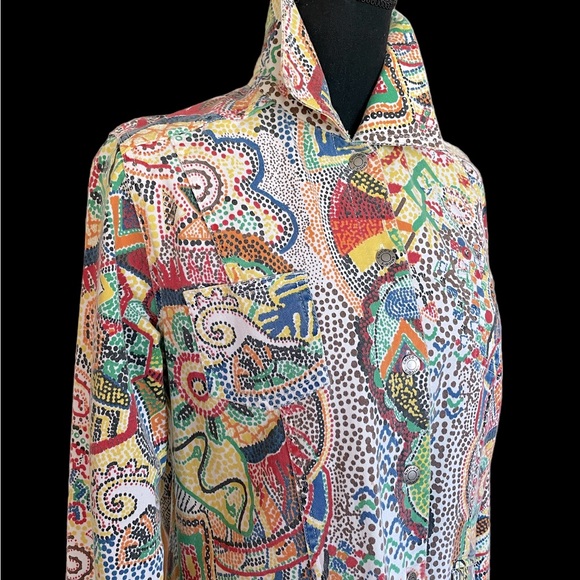 Chico's | Jackets & Coats | Chicos Multicolor Denim Jacket | Poshmark